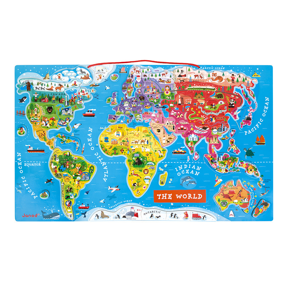 Magnetic World Map Puzzle English Version 92 pieces (wood)