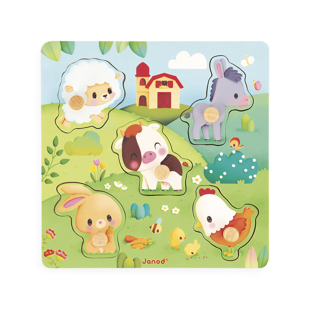 Farm Tactile Wooden Peg Puzzle
